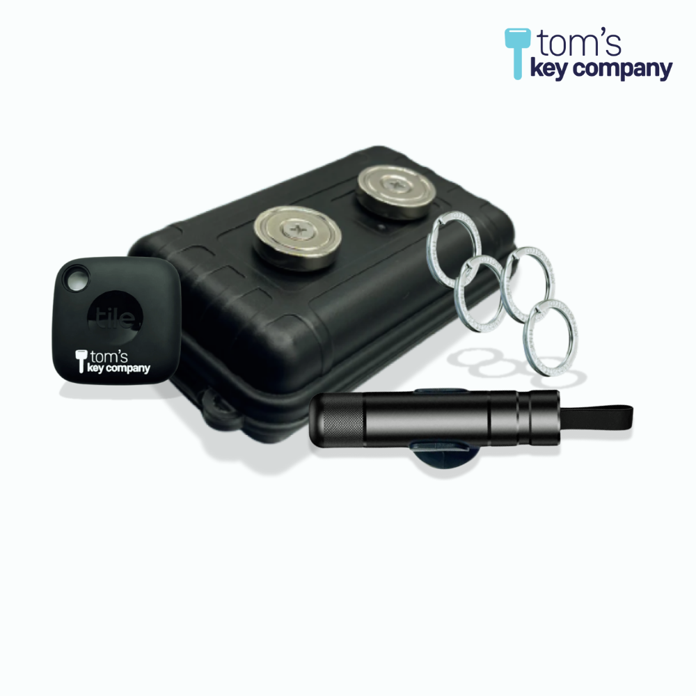 4 Piece Gift Bundle for Car Owners: Magnetic Key Storage Box, Premium