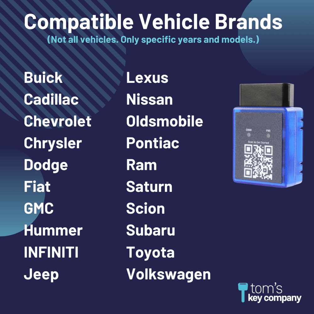 PairMyKey Car Key & Remote Programmer - Vehicle List A