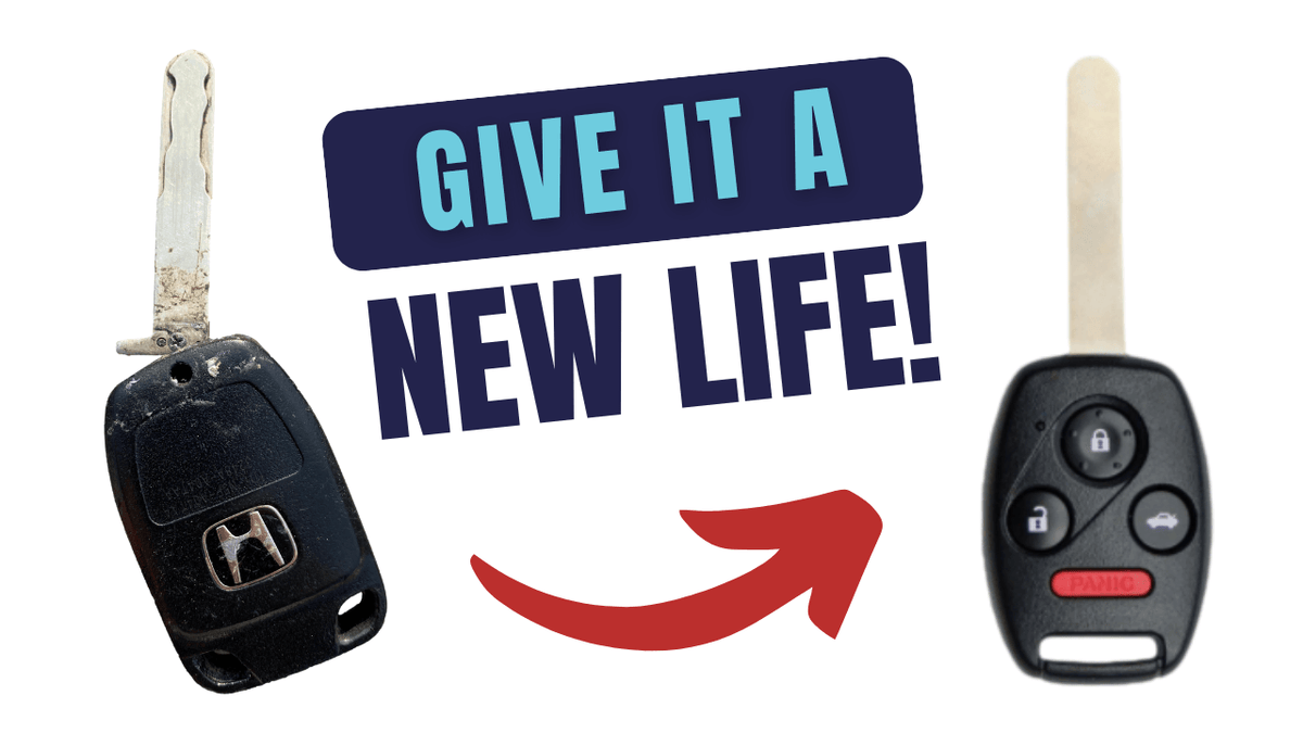 4 Button Honda and Acura Key w/ Remote Fob Repair Kit w/ Key By Photo