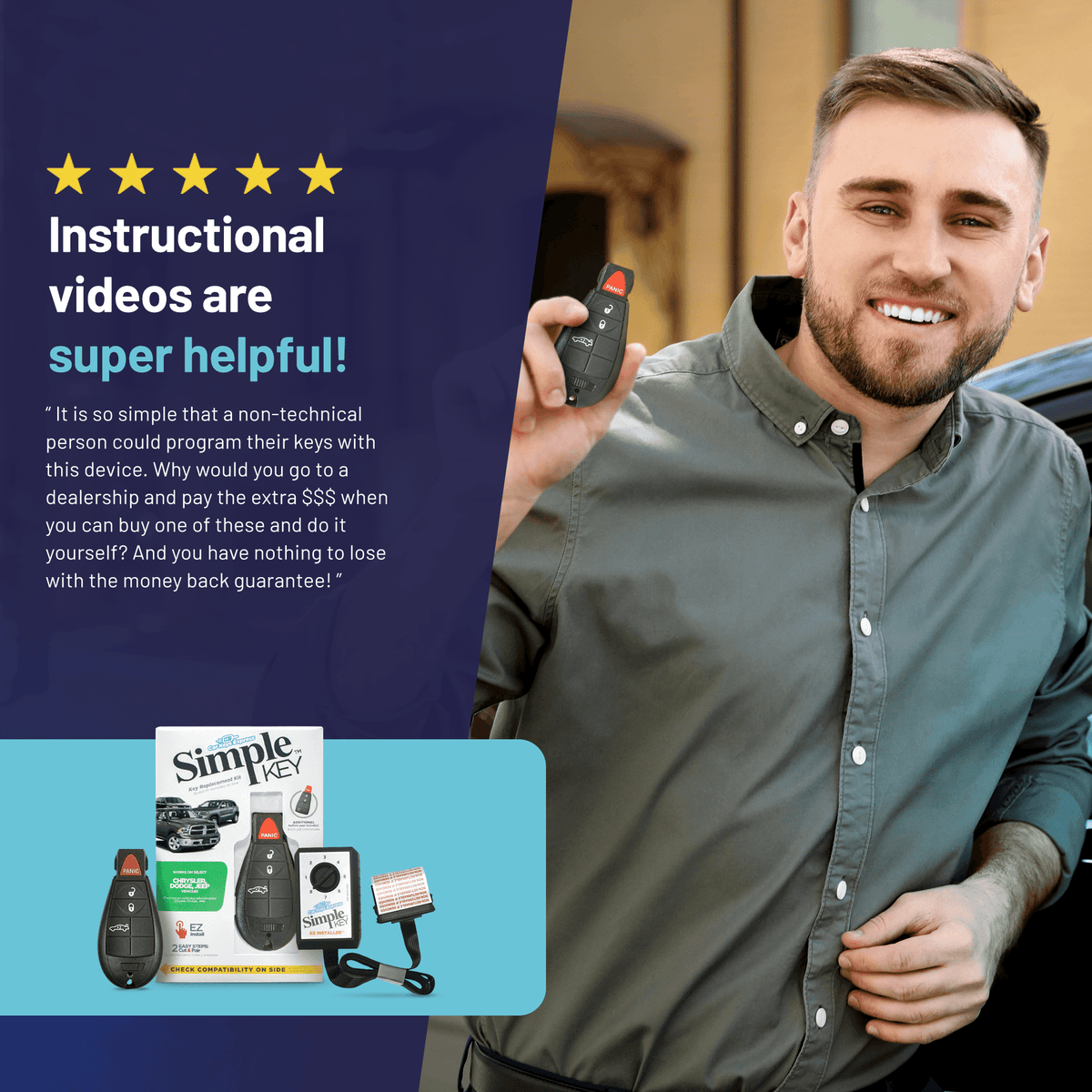 Chrysler, Dodge, Jeep and Volkswagen Simple Key Programmer for Non-Pro