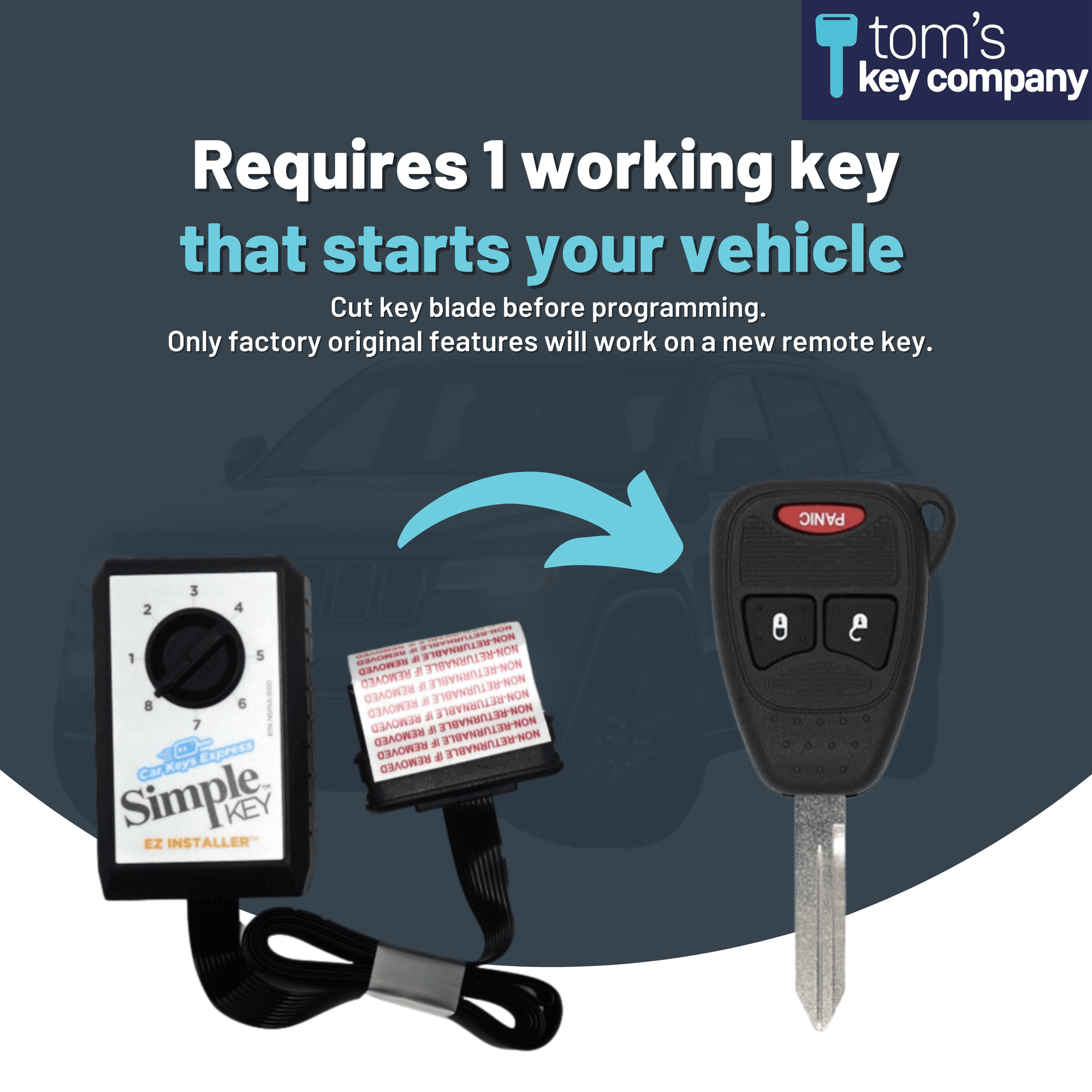 Chrysler, Dodge, and Jeep Simple Key Programmer for Key with 3 Button ...